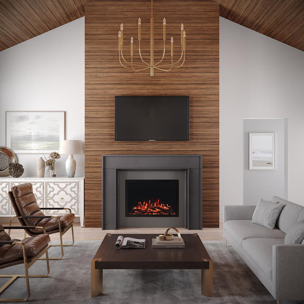 Modern Ember Leavitt Wood Fireplace Mantel Surround Kit | Wayfair