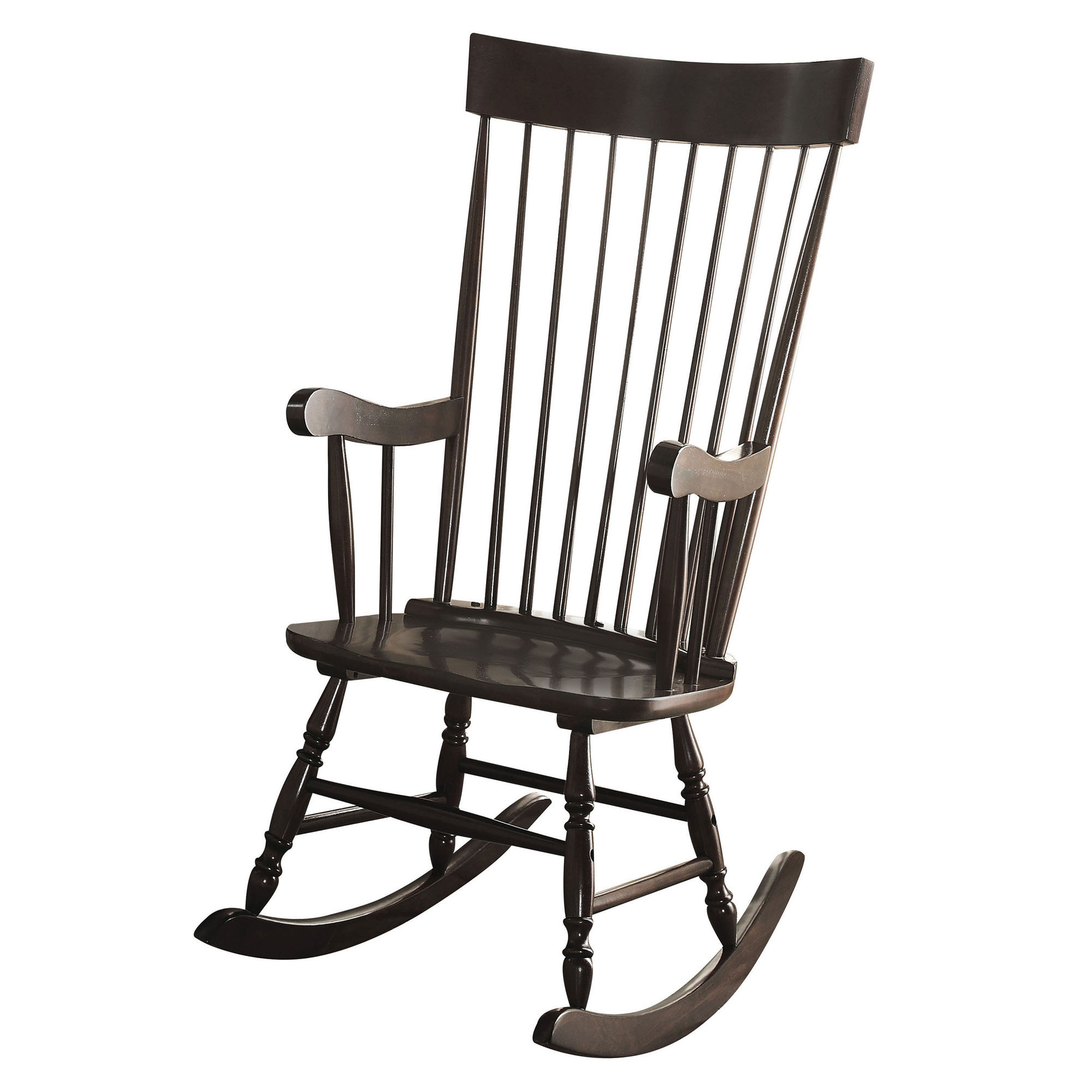 August Grove® Classic Wooden Rocking Chair With Intricate Spindle Back ...