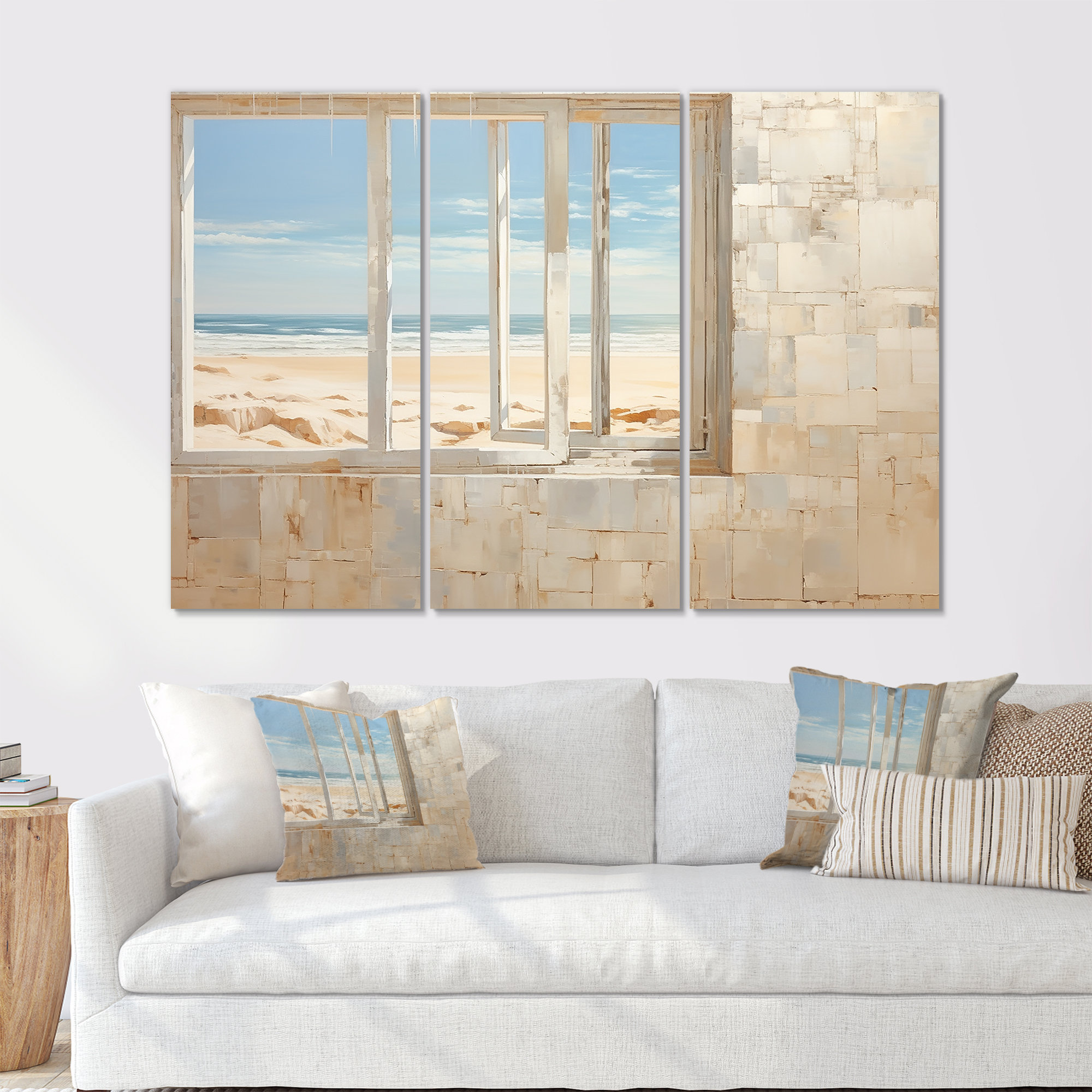 Dovecove Beach Windows Horizon I - Coastal Windows Wall Art Set ...