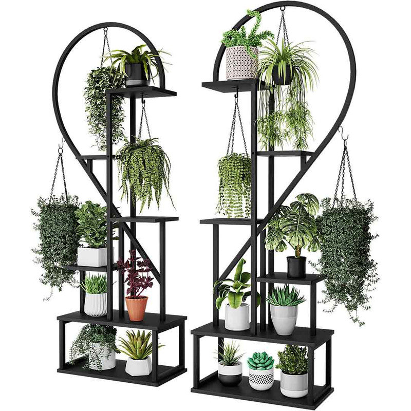 Arlmont & Co. 6 Tier Metal Plant Stand, Creative Half Heart Shape ...