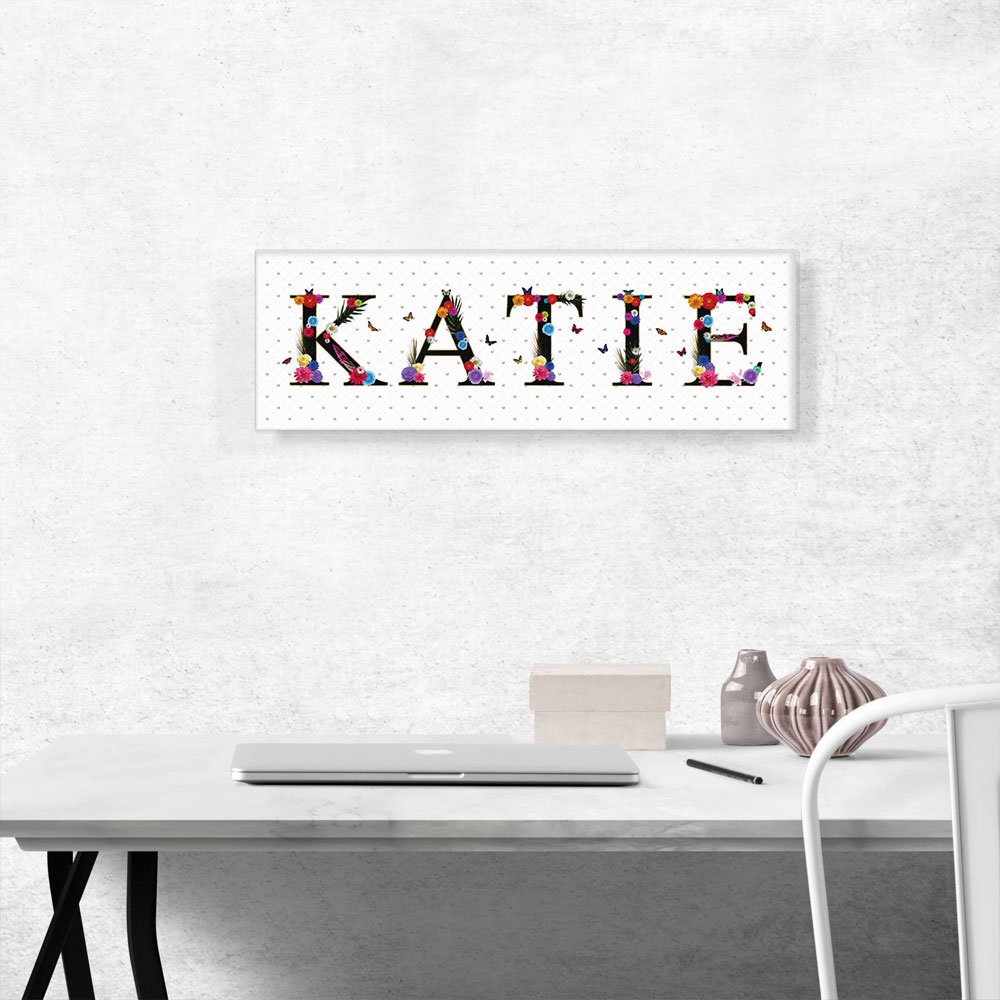 ARTCANVAS KATIE Girls Name - Wrapped Canvas Panoramic Textual Art Print ...