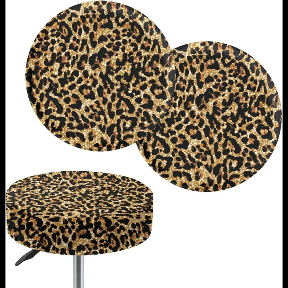 Everly Quinn Leopard Print Chair Covers Bar Stool Covers Round Stool ...
