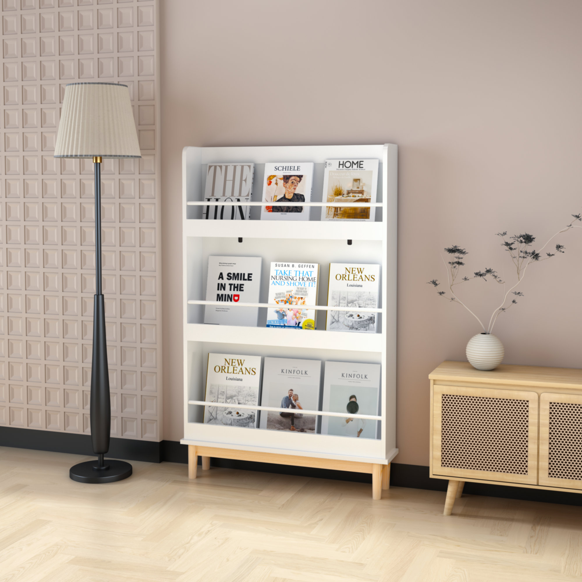 George Oliver Wall-Mounted Bookshelf With 3 Front-Facing Display ...