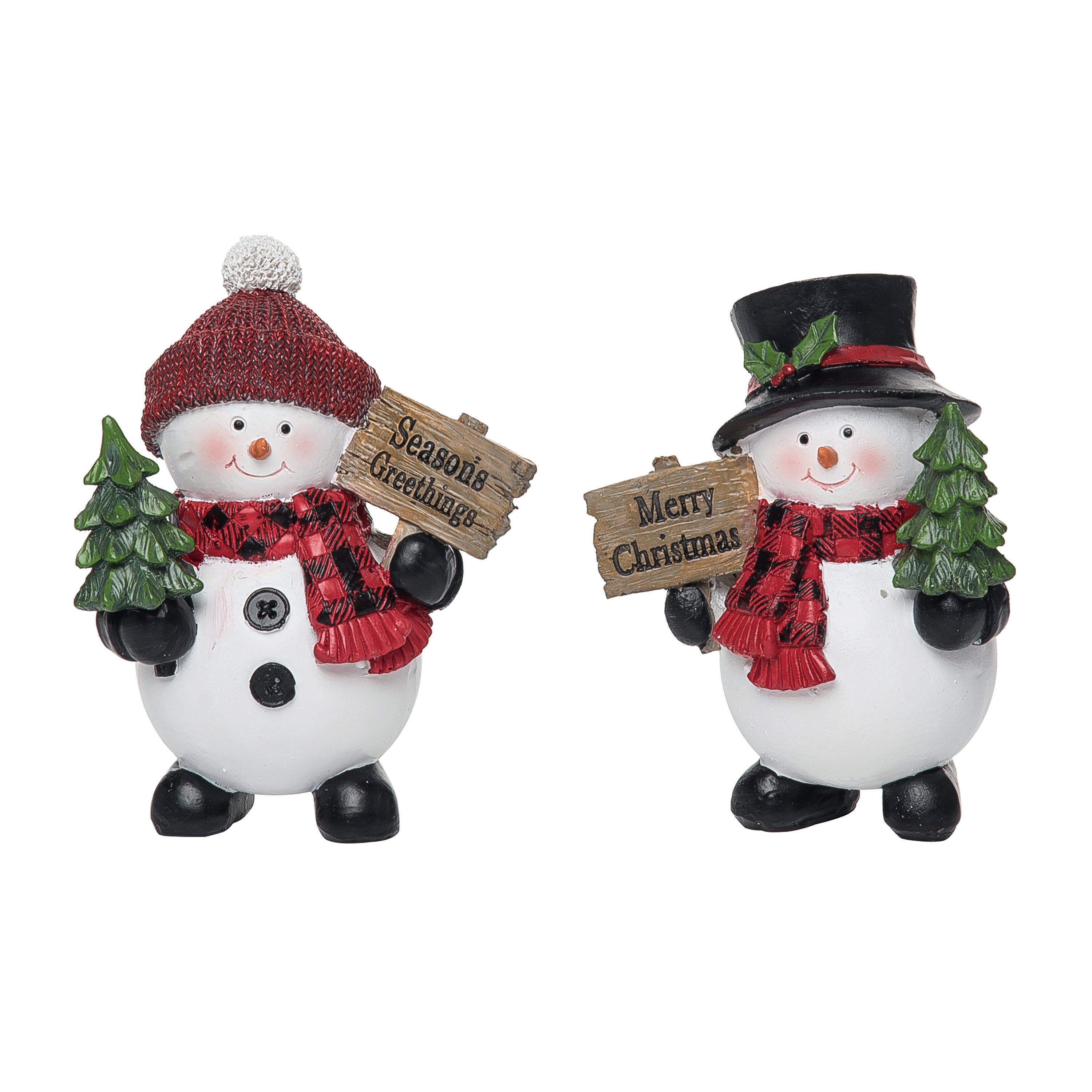 The Holiday Aisle® Small Resin Snow Cuties Figurine Set of 2 Christmas ...