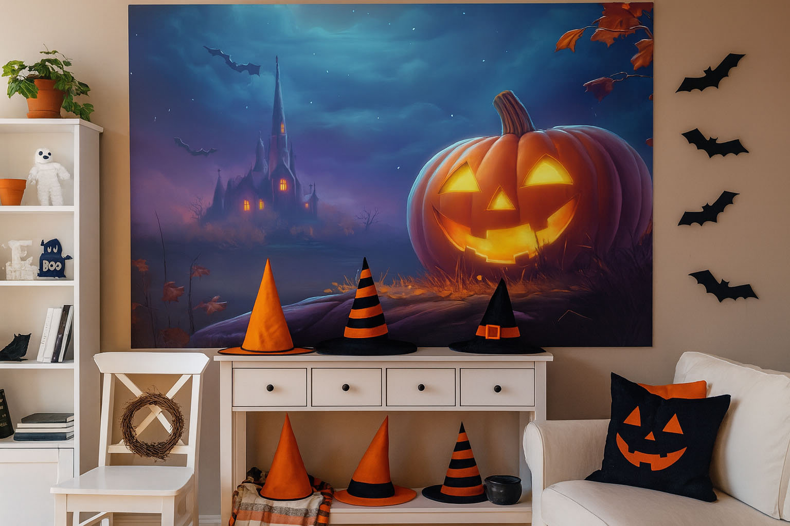Foundry Select Halloween Wallpaper - Haunted House & Jack-O’-Lantern ...