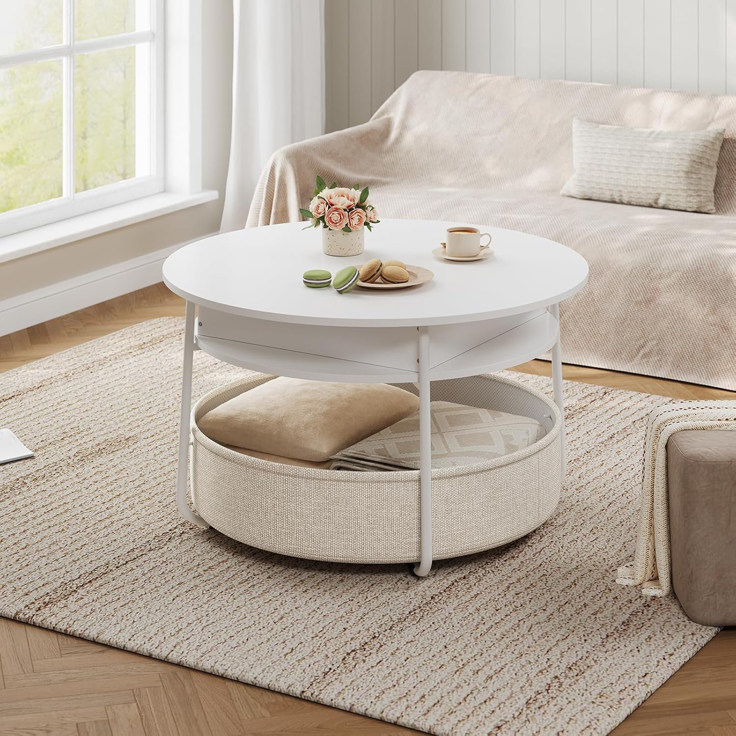 Ebern Designs Lift Top Coffee Table With Storage, Round Coffee Tables ...