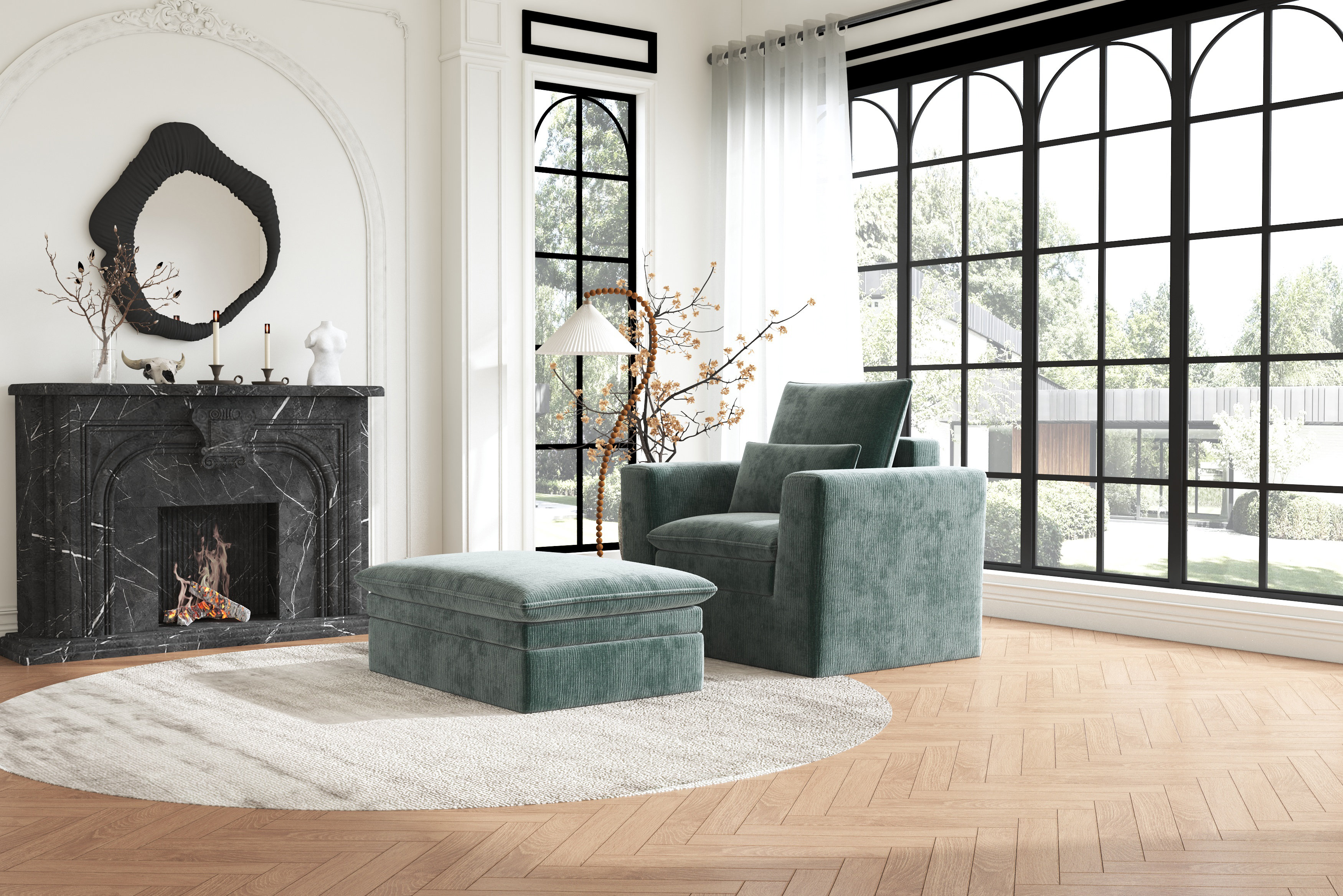 Hokku Designs 33.46''H Chenille Fabric Comfy Deep Single Seat Sofa With ...