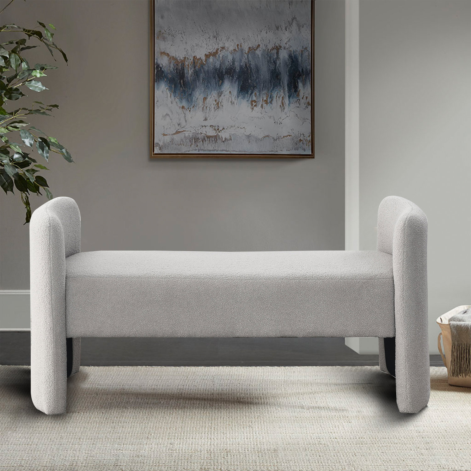 Mercer41 Lindly Teddy Polyester Fabric Upholstered Bench - Wayfair Canada
