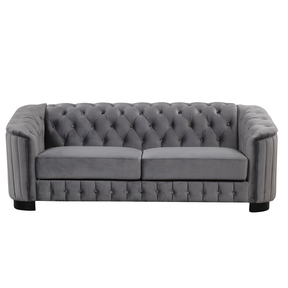 Rosdorf Park 82.4" Mid Century Modern Sofa with Rubber Wood Legs,Velvet ...