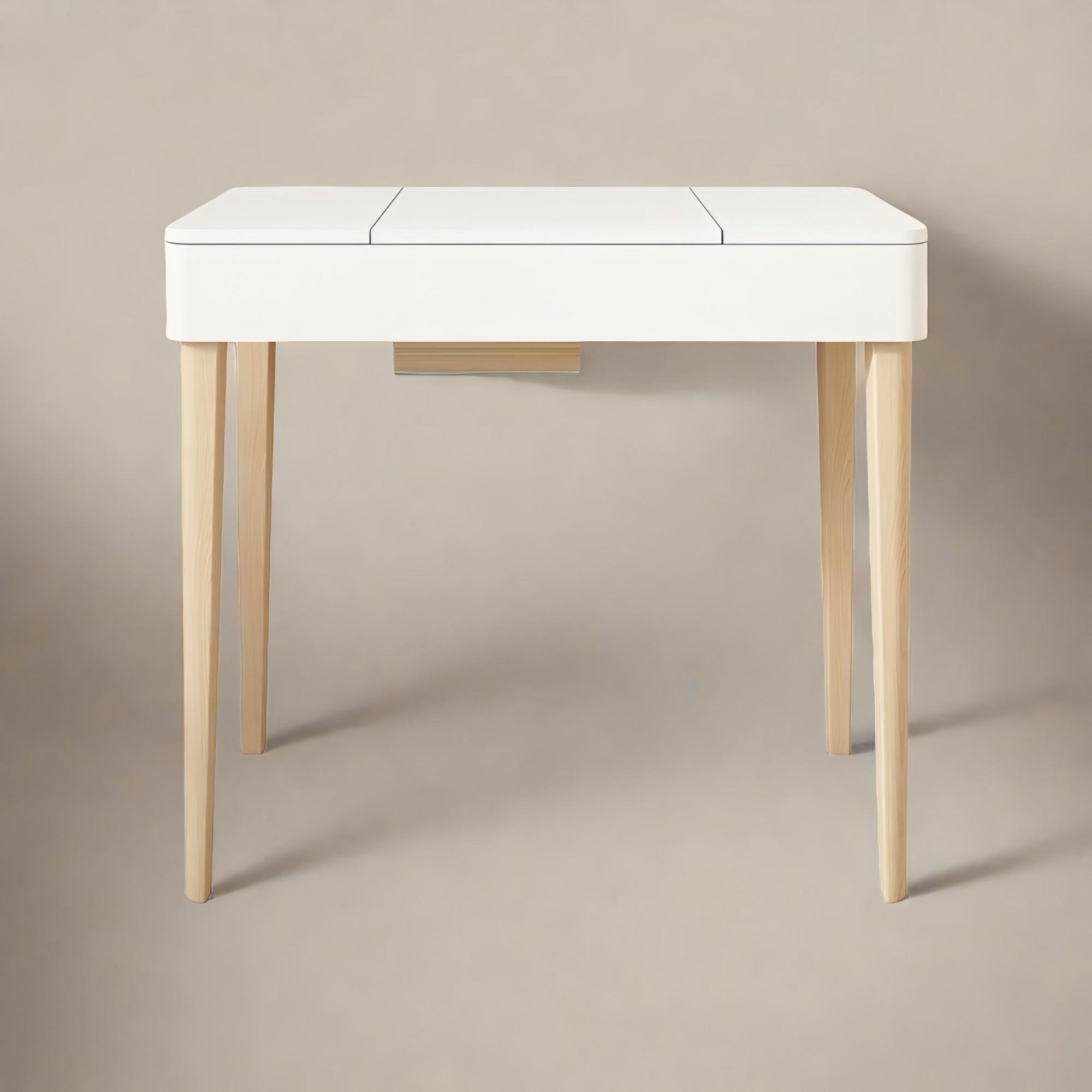 George Oliver Vanity Table with Solid Wood Legs and Flip-Up High ...