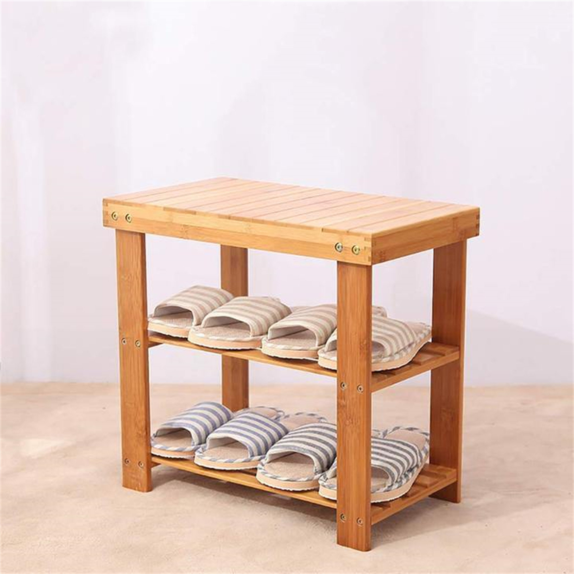 Millwood Pines 2- Tier Bamboo Shoe Bench Rack Shoe Storage | Wayfair