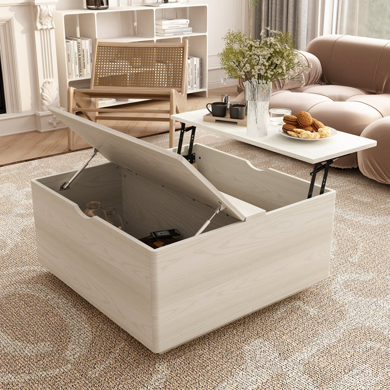 Latitude Run® 35.4'' Square Openable And Liftable Platform Coffee Table ...