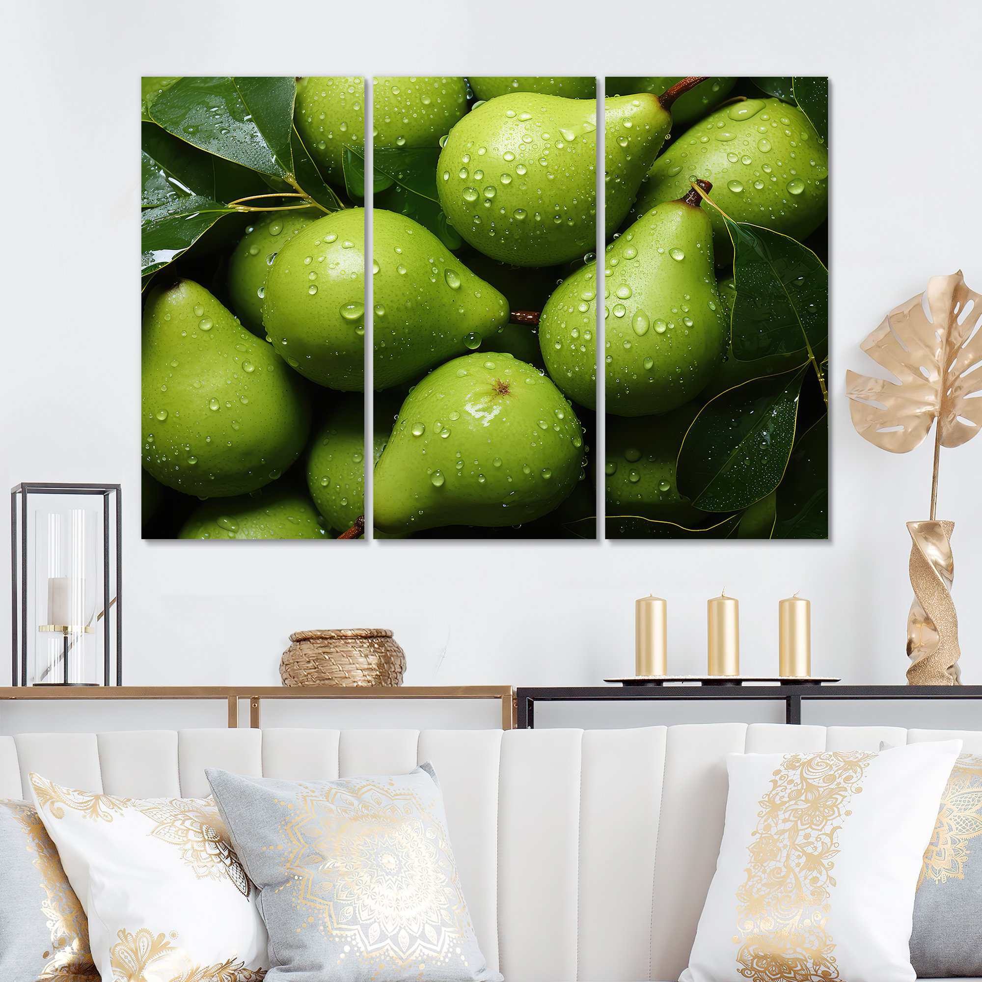 Design Art Fruit Pear Green Pointillism II - Food & Beverage Metal Wall ...