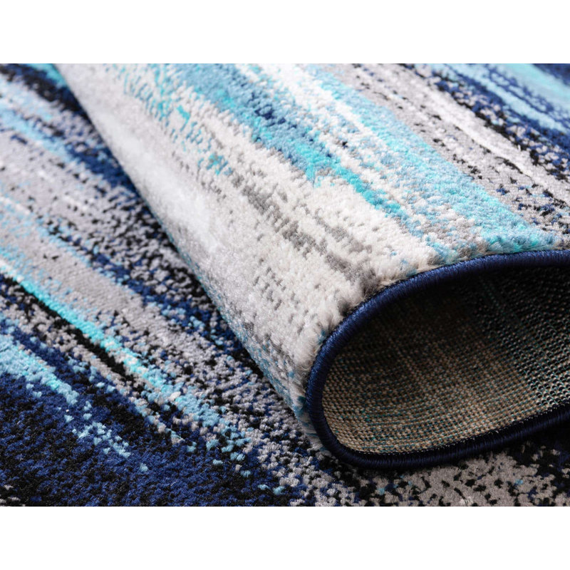 Wrought Studio Sidney Performance Navy Blue Rug & Reviews | Wayfair