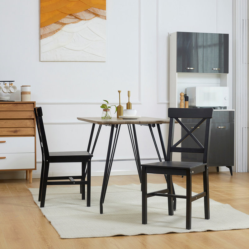 Ophelia & Co. Philipston Solid Wood Cross Back Accent Dining Chair ...
