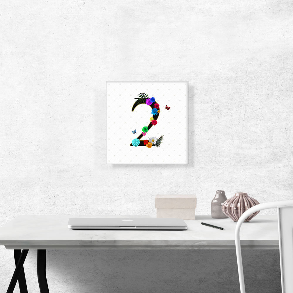 ARTCANVAS Flower Plant Butterfly Alphabet Number 2 Two Numeral ...