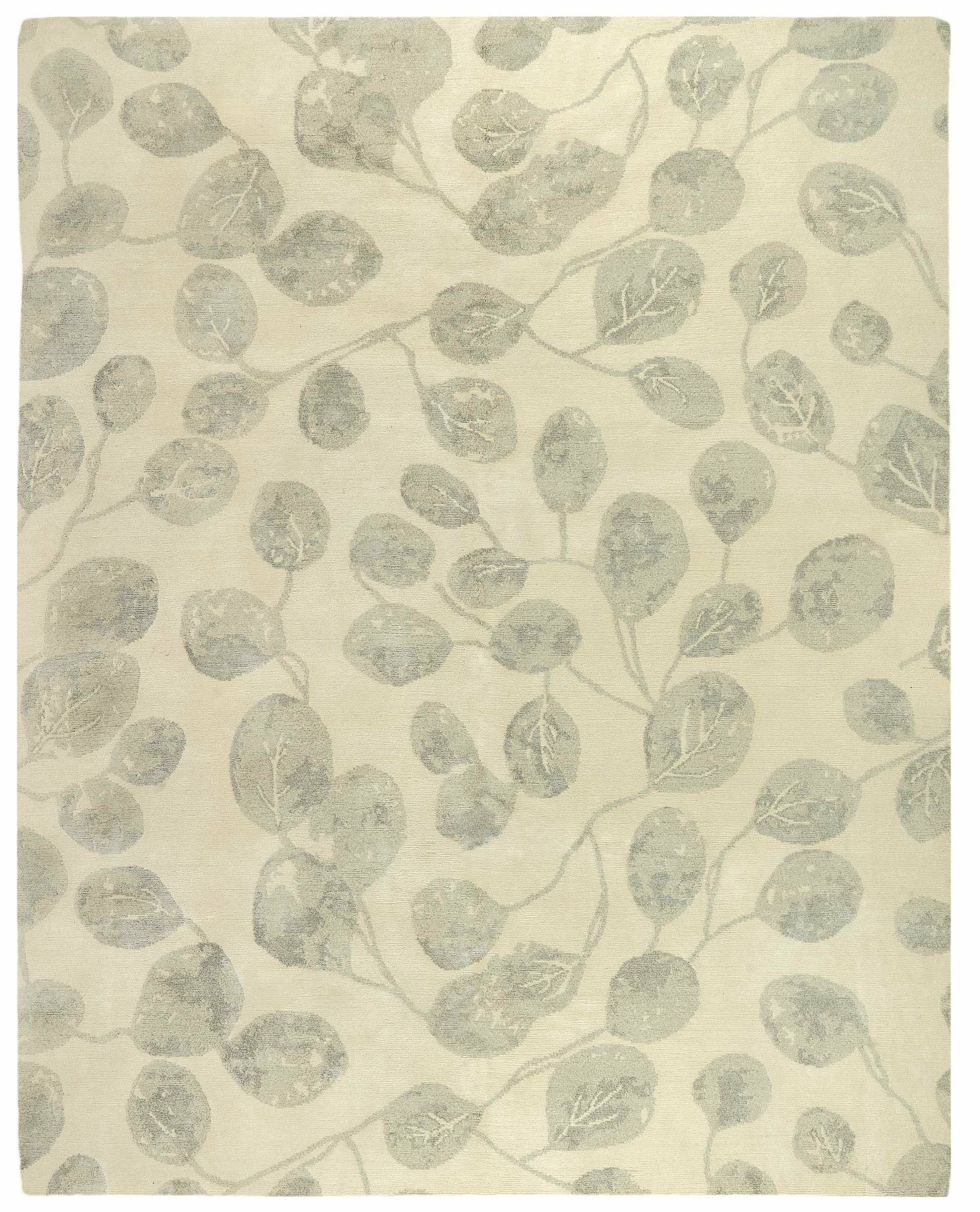 Tufenkian Eucalyptus Floral Hand-Knotted Gray/White Area Rug | Perigold