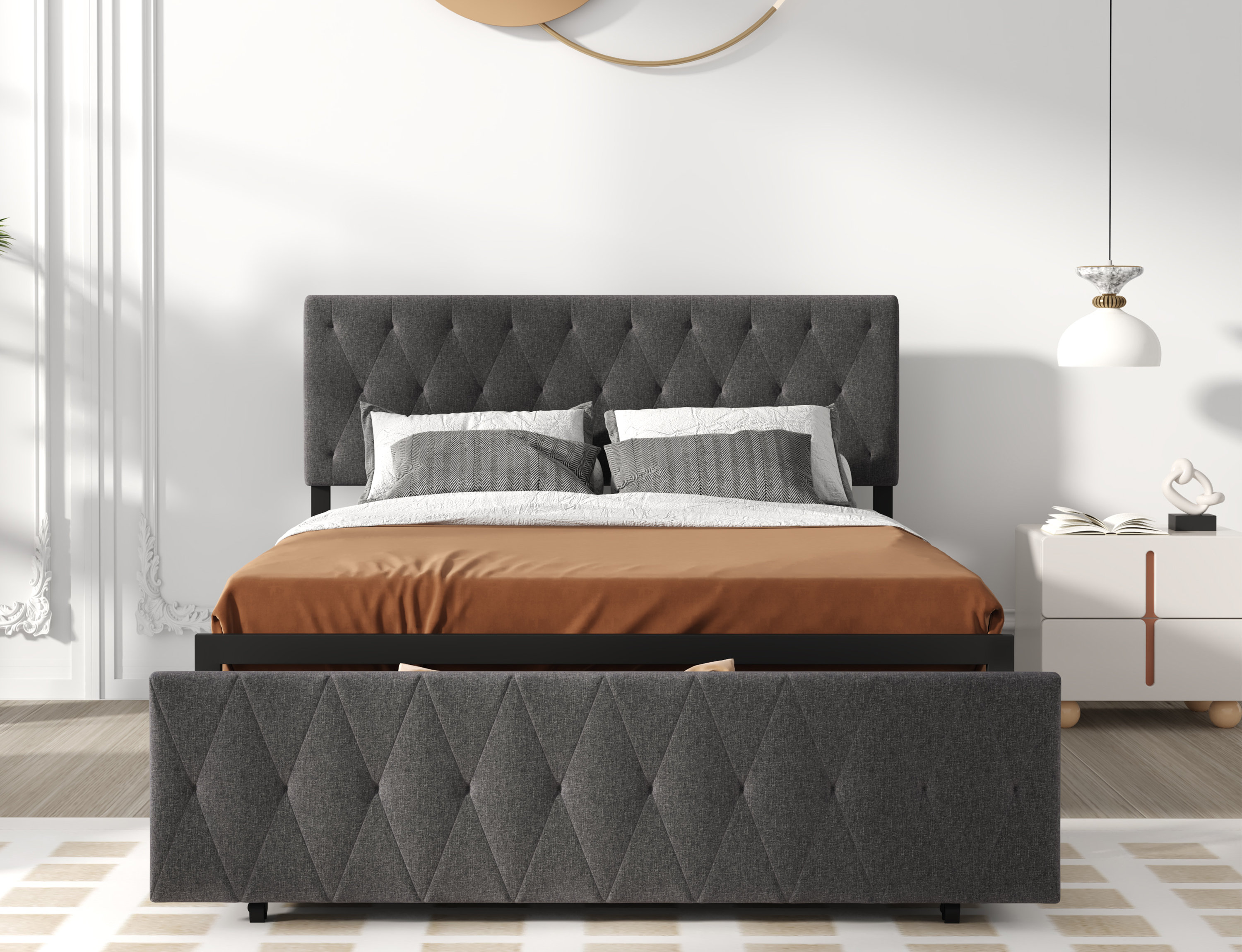Red Barrel Studio® Mircale Upholstered Metal Platform Storage Bed | Wayfair
