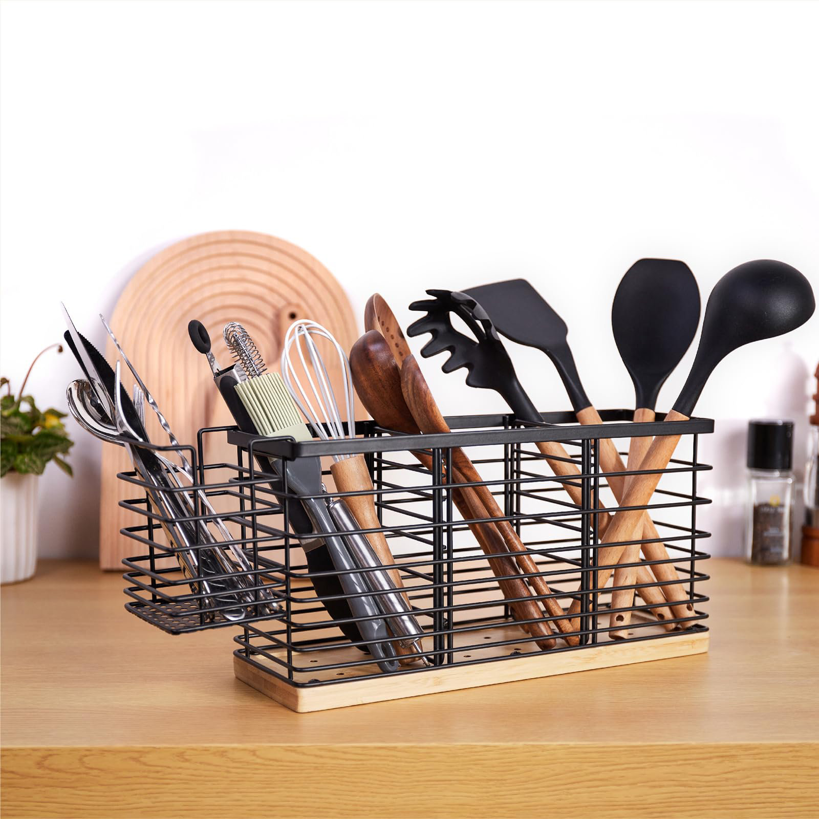 17 Stories Utensil Holder For Kitchen Counter, Large Round Utensils ...