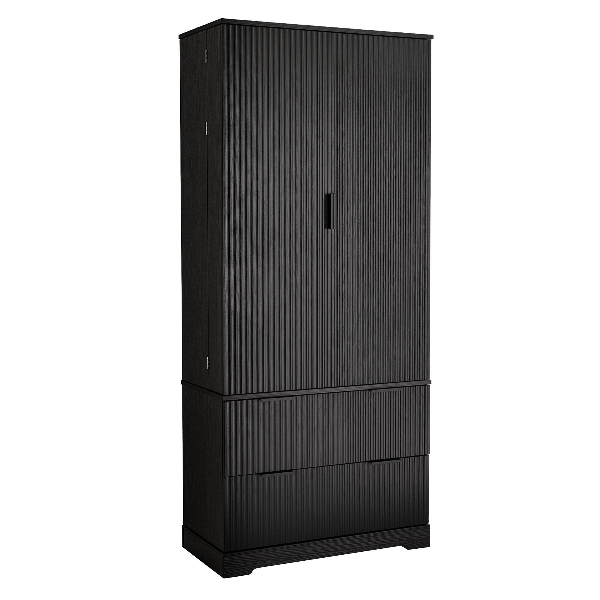 Latitude Run® Cassiopeia 72" Fluted Kitchen Pantry Cabinet ...