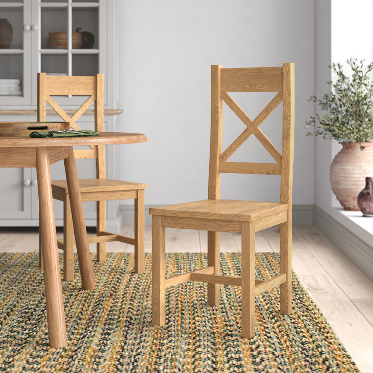 Fernleaf CO Solid Wood Cross Back Side Chair in Oak | Wayfair.co.uk