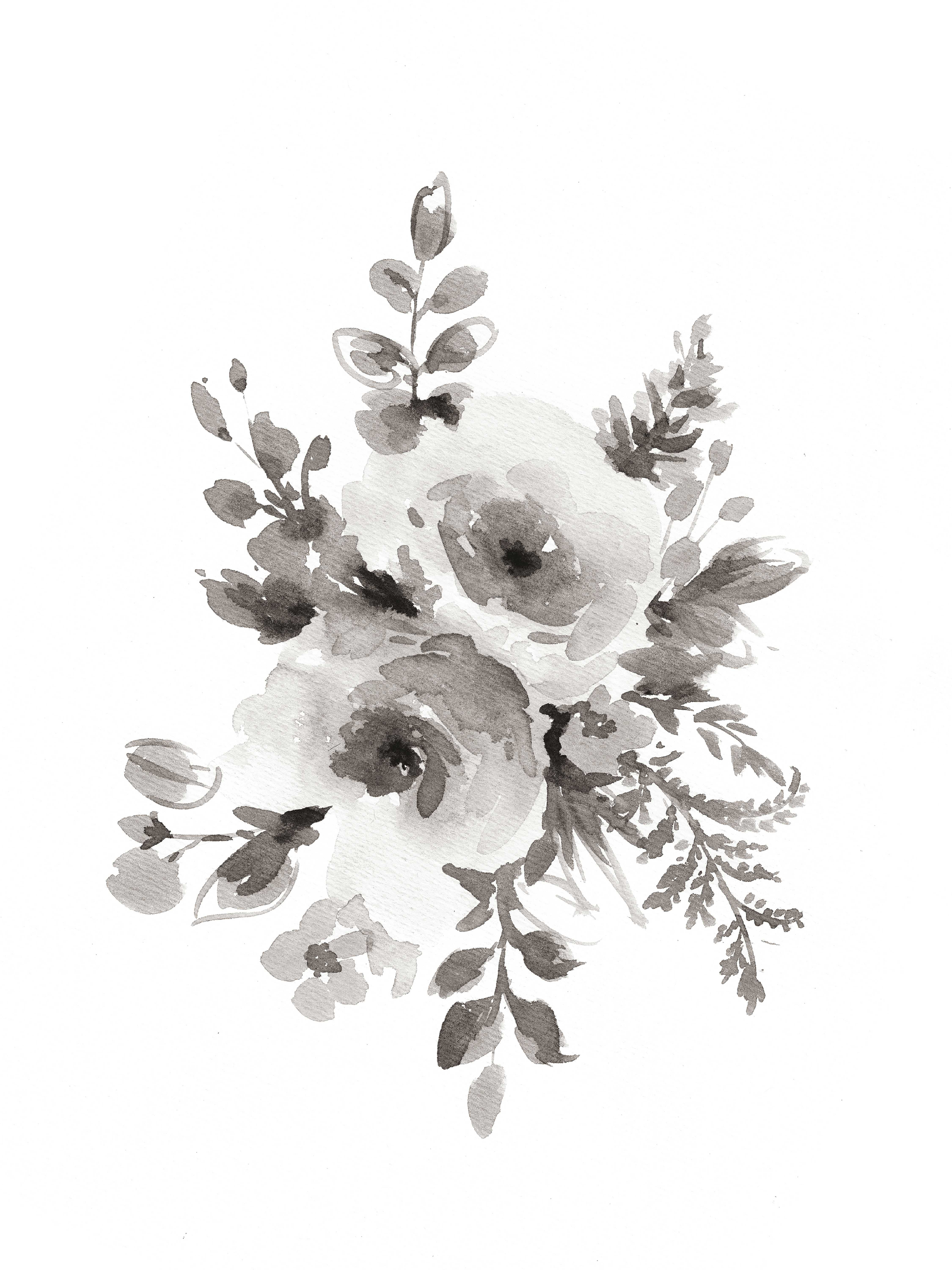 Wildon Home® Greyscale Watercolor Flowers - Wayfair Canada