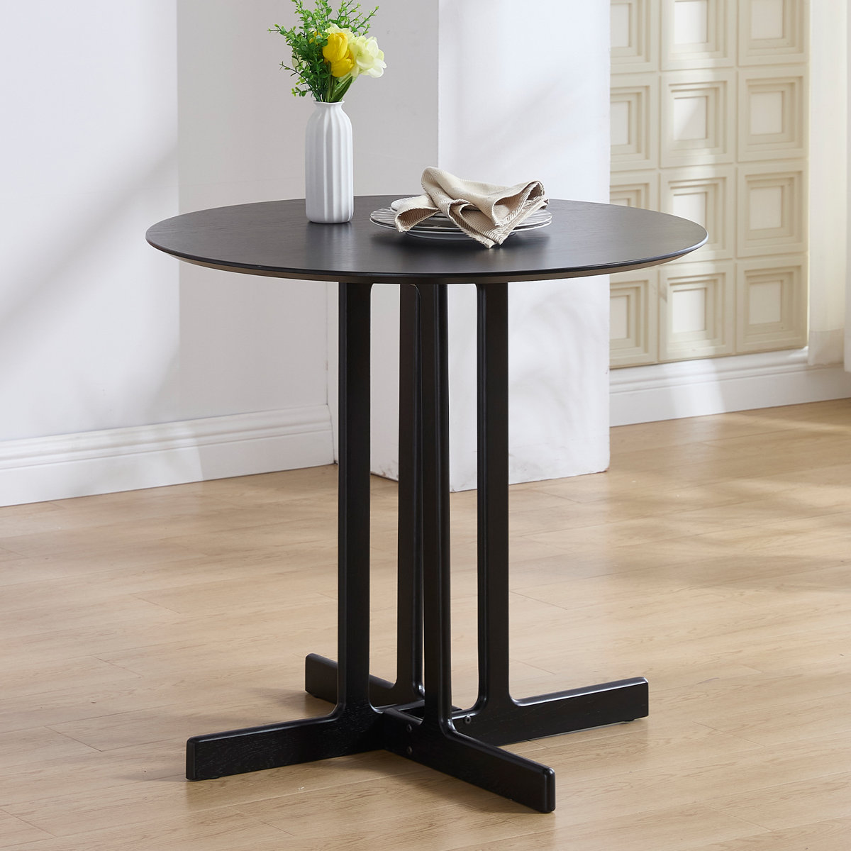 Ebern Designs 31.5" Wide Solid Wood Round Dining Table Small Dining ...