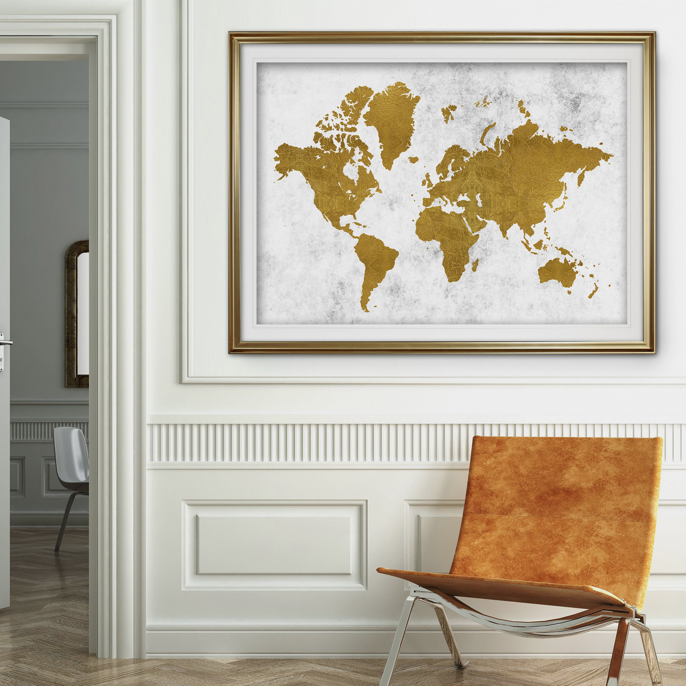 Wrought Studio™ Champaign Gold Map Picture Frame Print on Paper ...