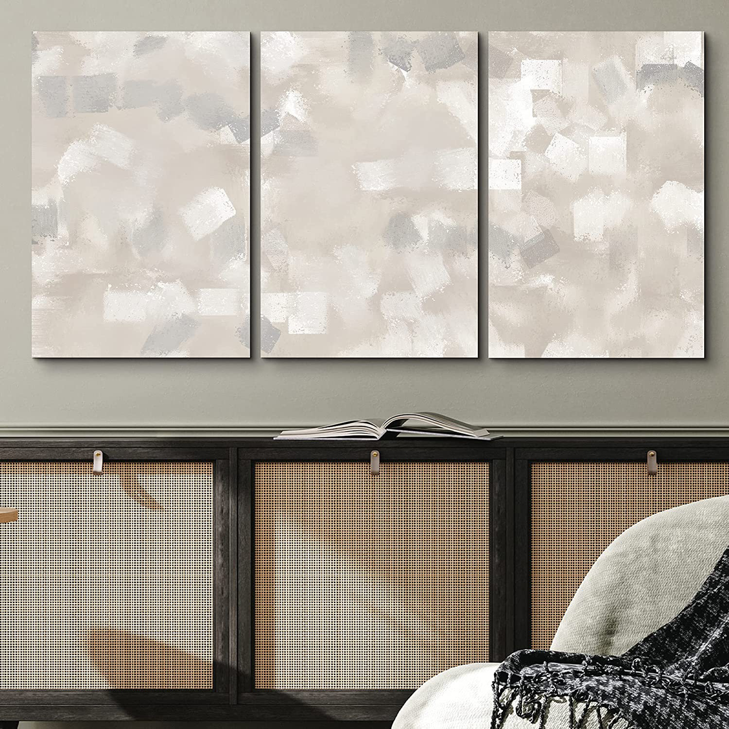 IDEA4WALL Abstract Muted Beige And Grey Color Blocks Neutral Room Decor ...