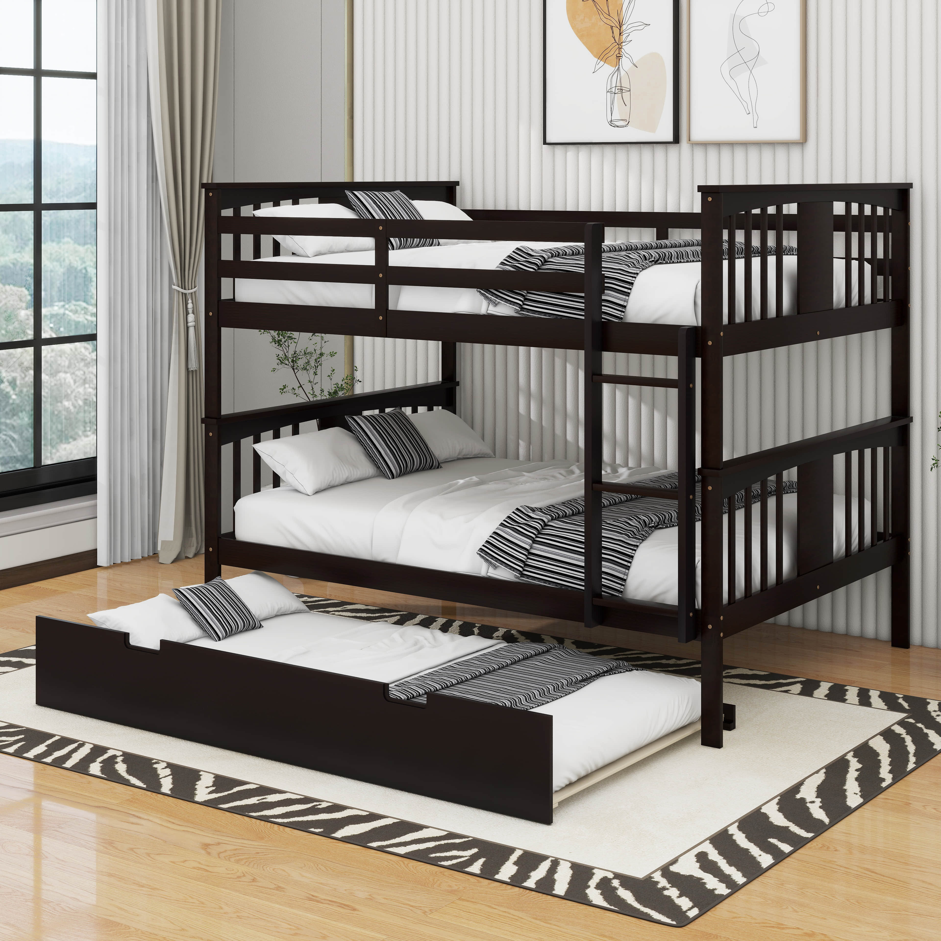 Red Barrel Studio Full Over Full Bunk Bed With Trundle And Ladder ...