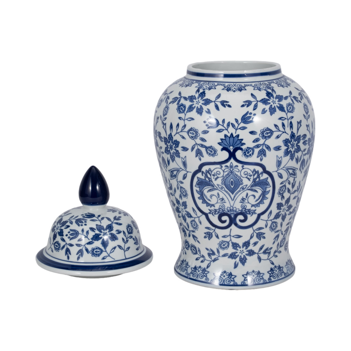 Lark Manor™ Chinoiserie Stoneware Ceramic Ginger Jar with Lid ...