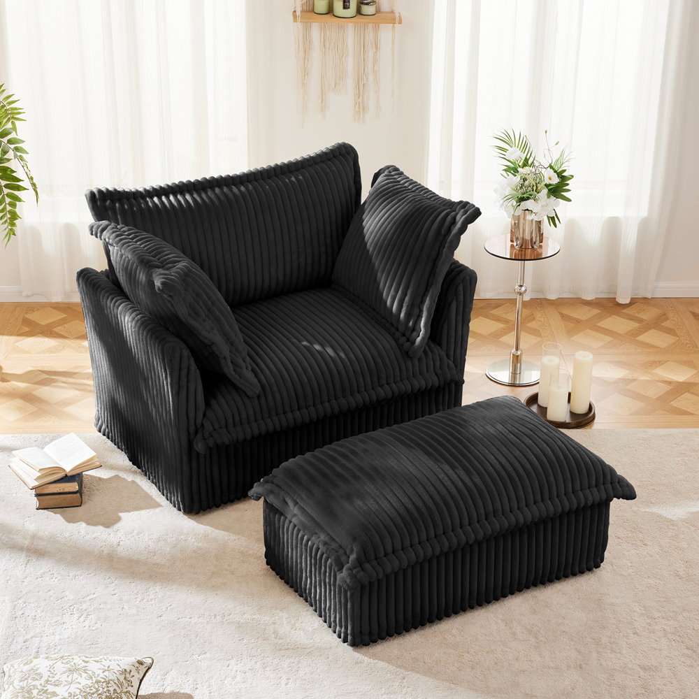 Latitude Run® Single Deep Seat Comfy Single Couch Sofa with Ottoman ...