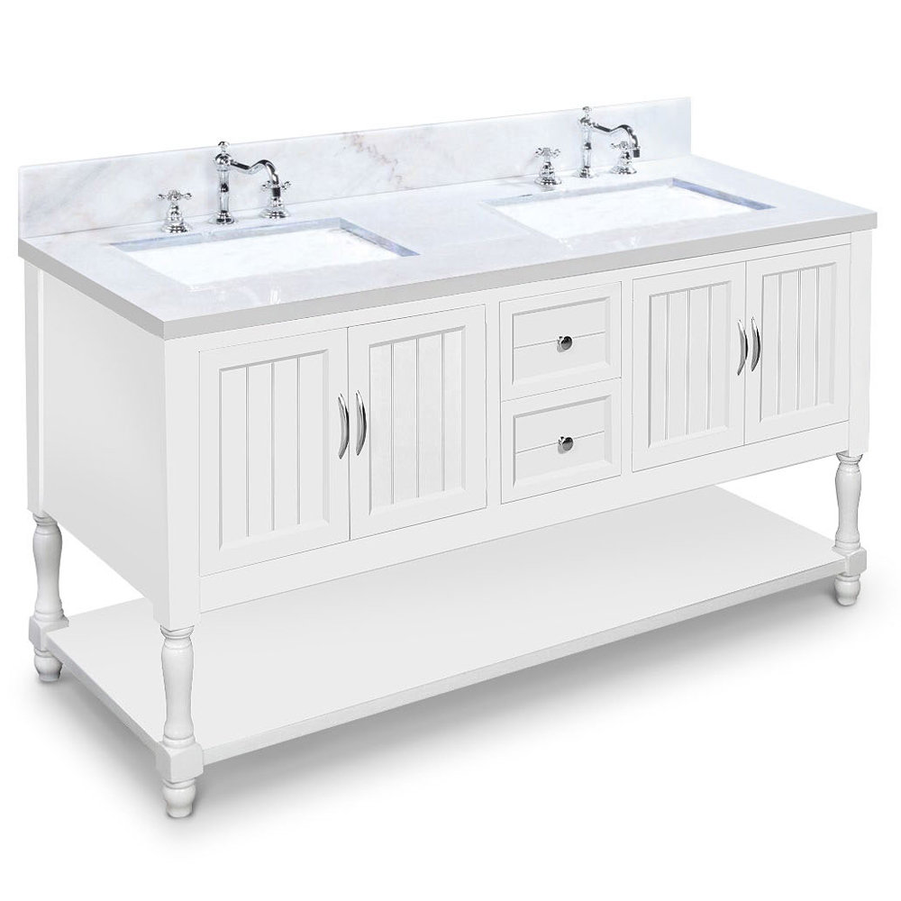 Tile & Top Louise 61" Soft White Double Bathroom Vanity Set | Wayfair