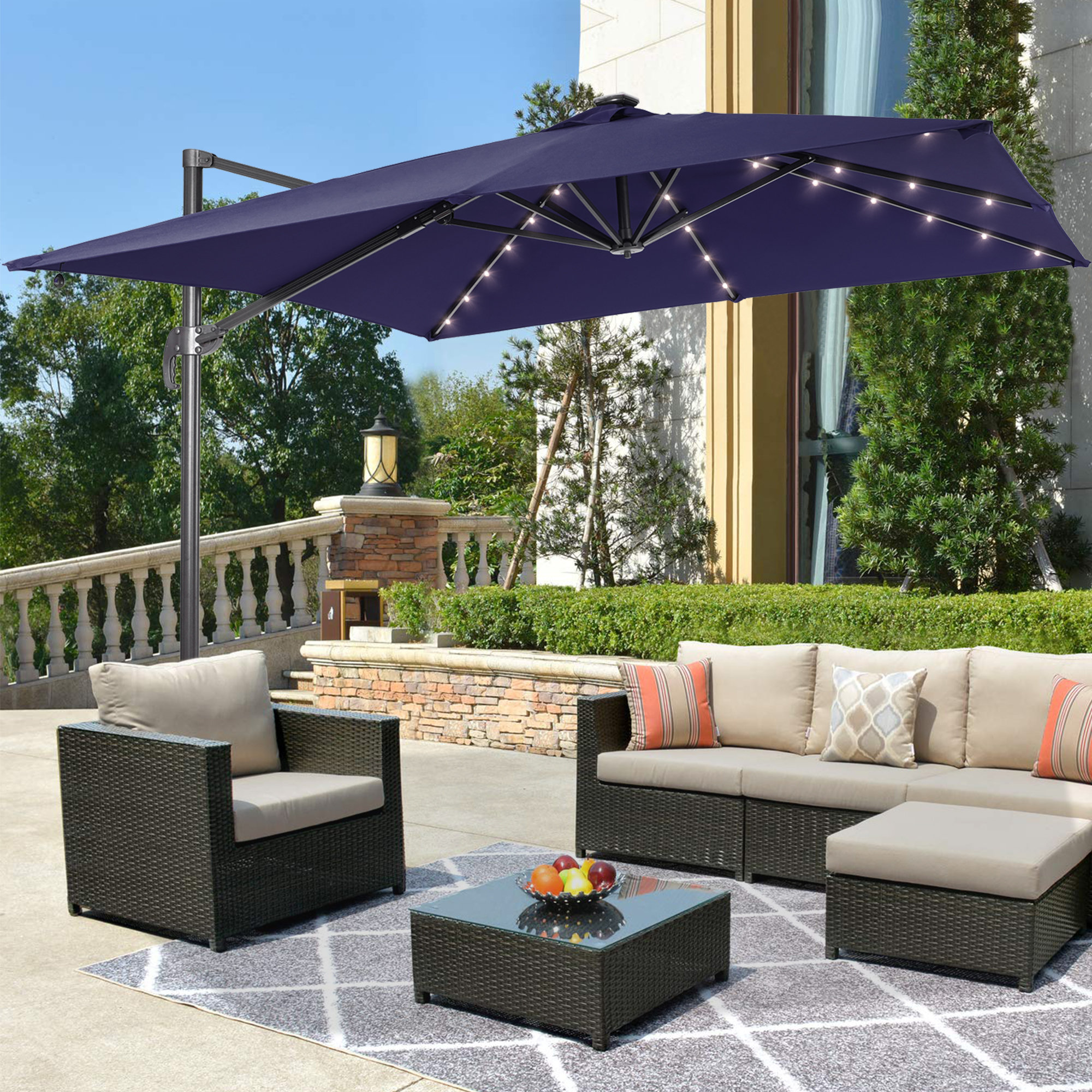 Arlmont & Co. Sabriah 9x9' Square Lighted Cantilever Umbrella & Reviews ...