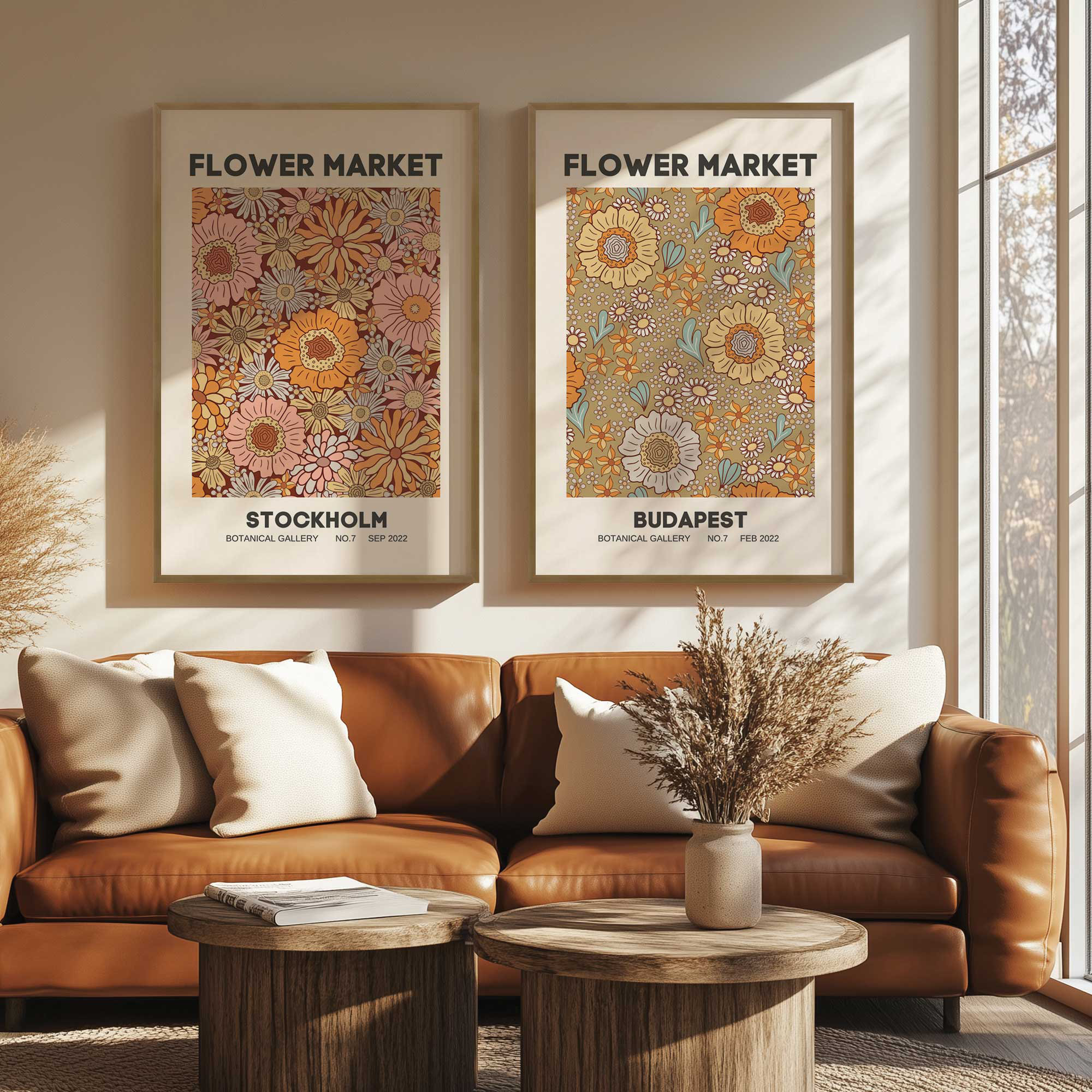 Trinx Retro Flower Markets II Set of 2 Prints in a Frame | Wayfair