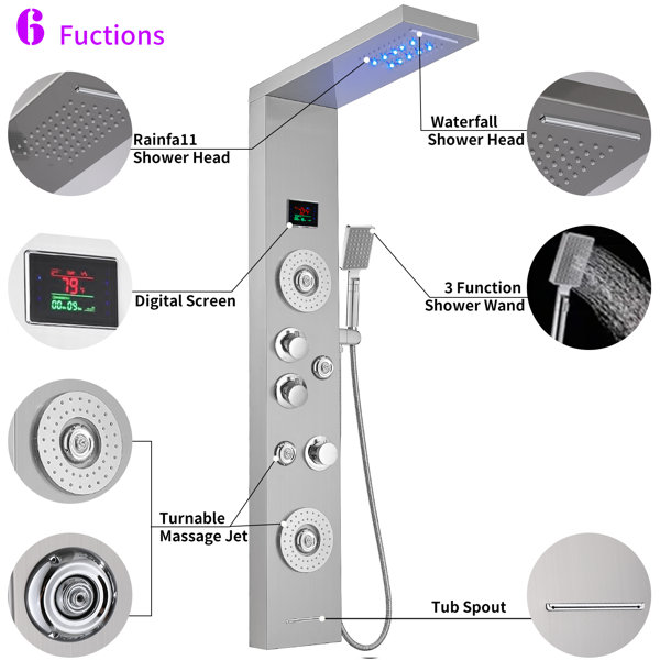 EHABLIX Rainfall Shower Panel System With Rainfall Waterfall Shower ...