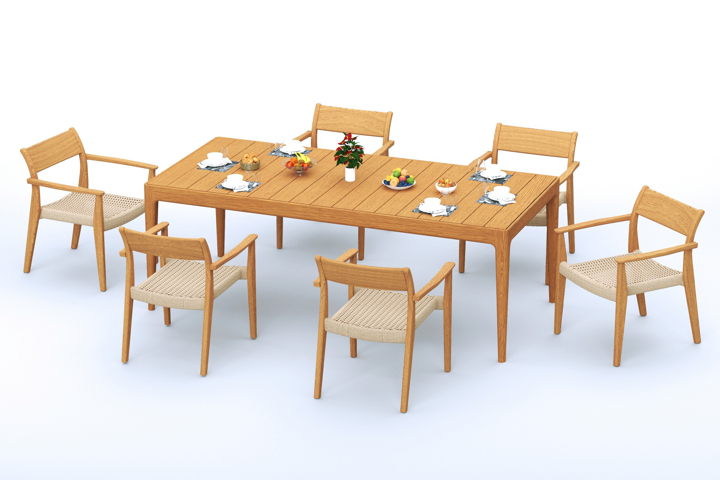 Teak Smith Amilo Rectangle 6 - Person 84'' L Outdoor Dining Set | Wayfair