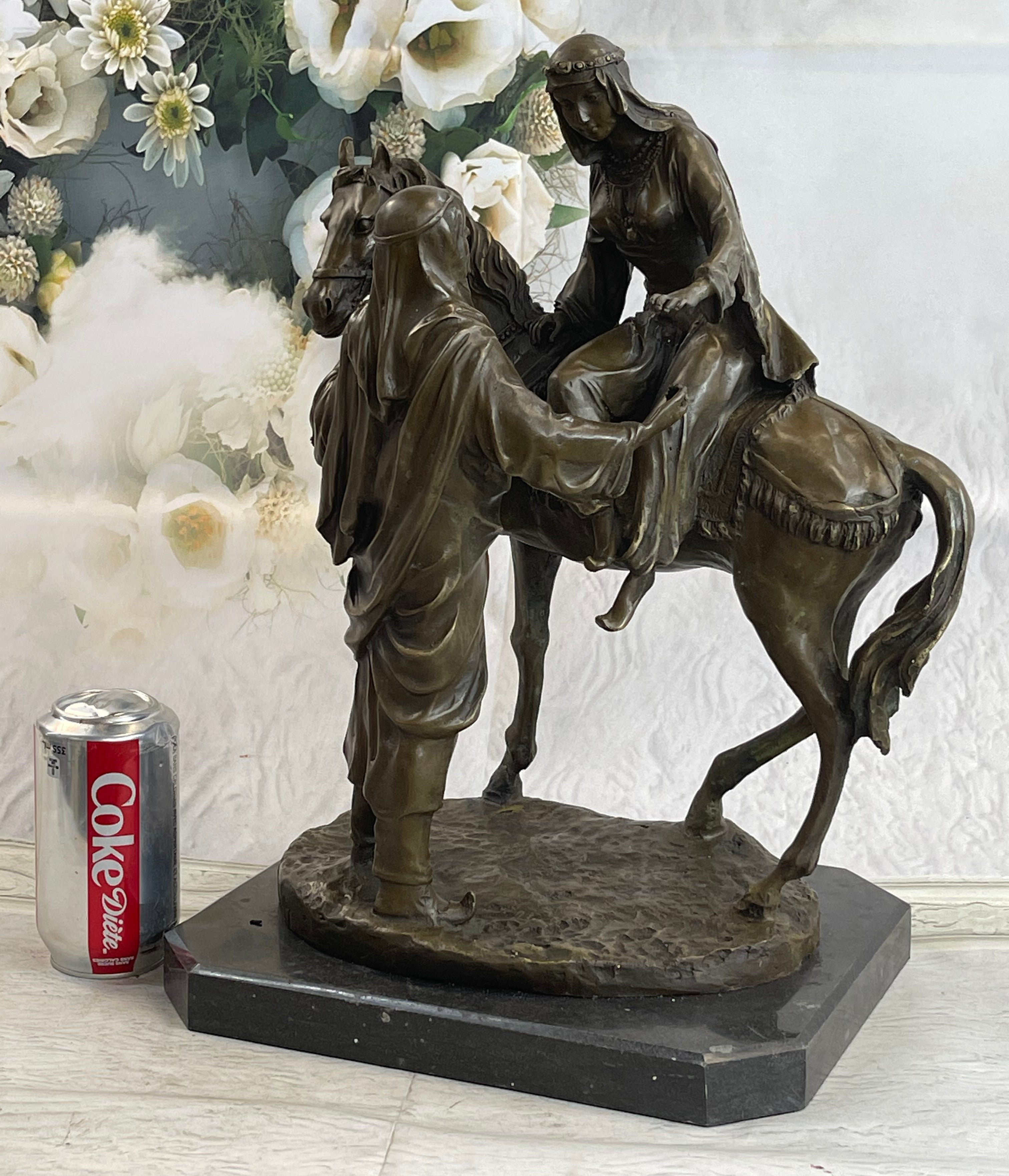 Fleur De Lis Living Large Arabian Man Helping his wife Bronze Marble ...