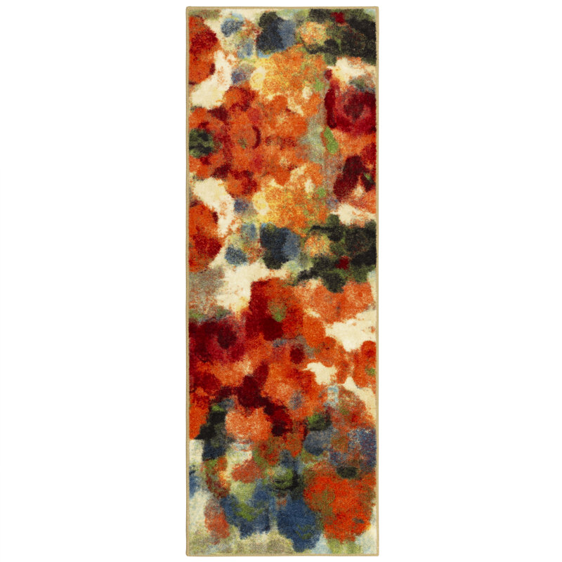 Andover Mills™ SantaCruz Floral Tufted Orange/Green Area Rug & Reviews ...