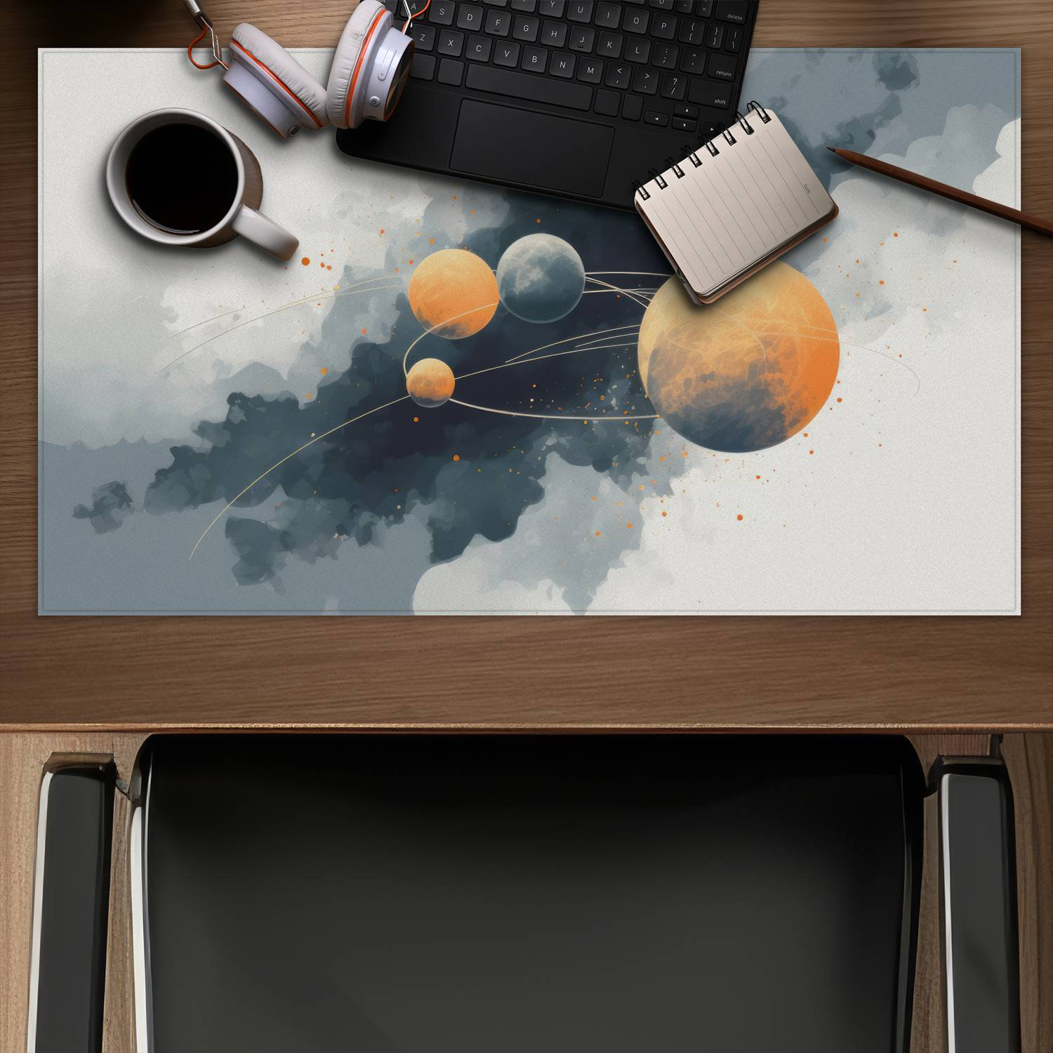 East Urban Home Circle of planets - 14.00"x24.25" Desk mat | Wayfair