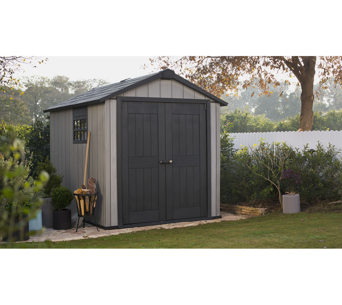 Keter Oakland 7.5x9 ft. Durable Resin Outdoor Storage Shed With Floor ...