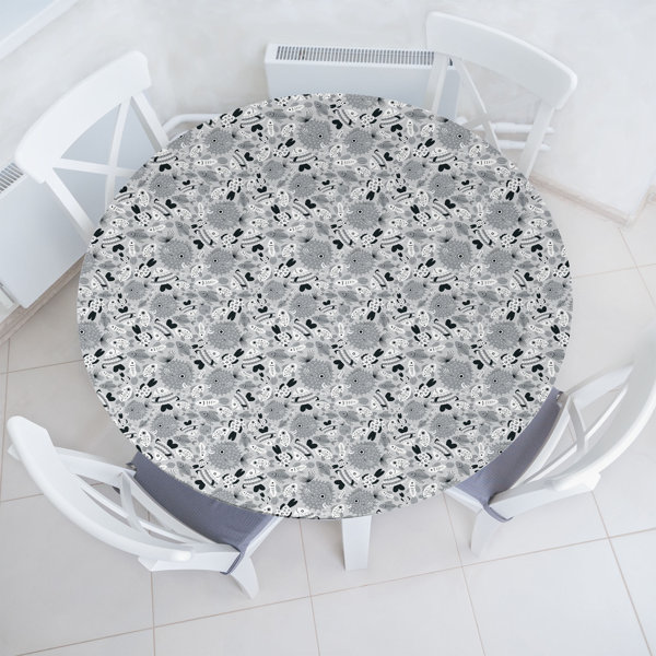 Bungalow Rose Muted Colors Fitted Round Tablecloth 56"- 60" Diameter ...