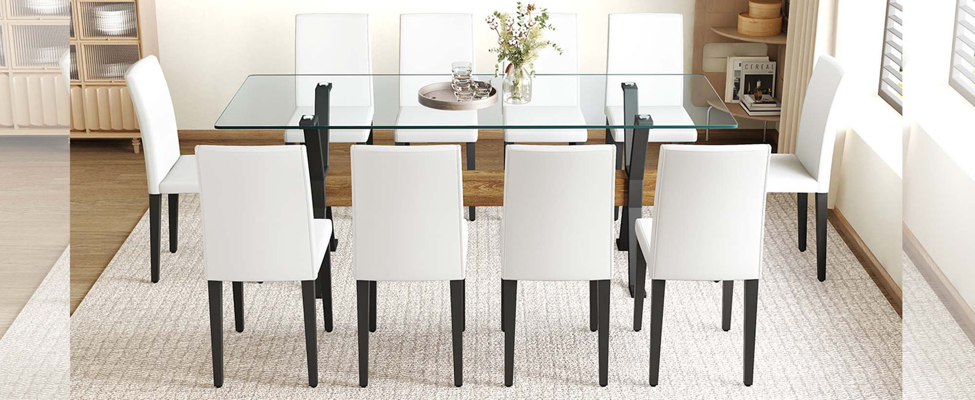 Latitude Run® Table and chair set.79"x31.5" Inch Tempered Glass ...