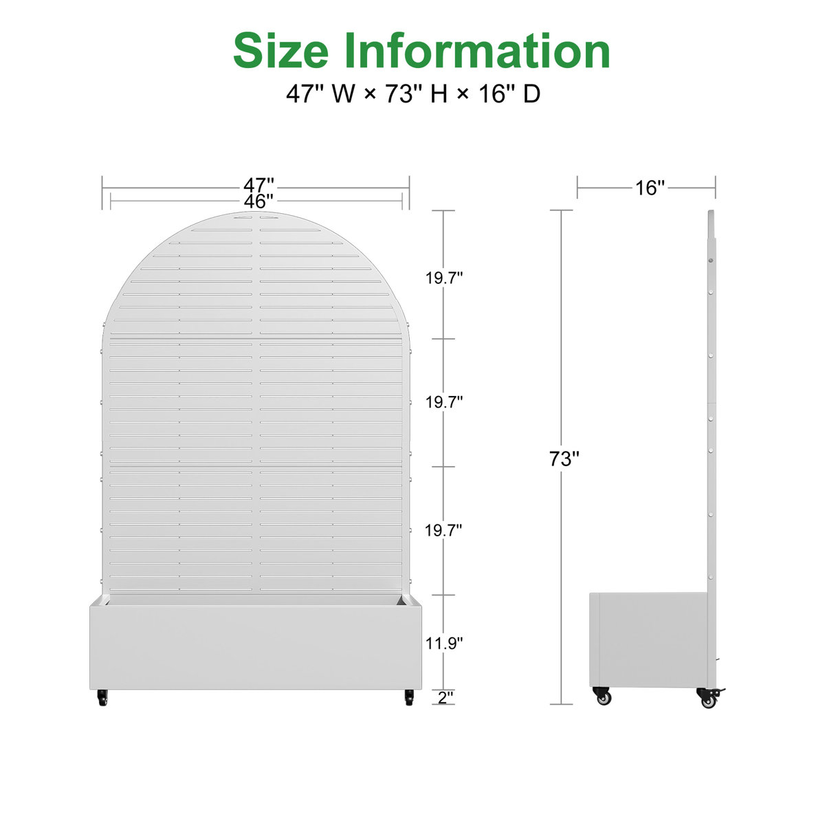Latitude Run® Metal Planter Box privacy screen Garden Bed with Trellis ...