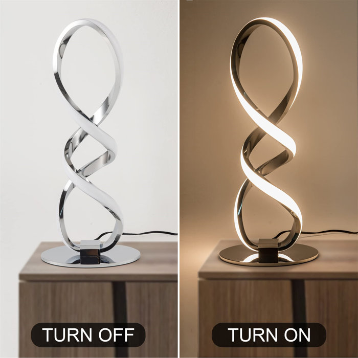 Orren Ellis Macy-Rose Spiral Led Table Lamp, Curved Led Desk Lamp ...