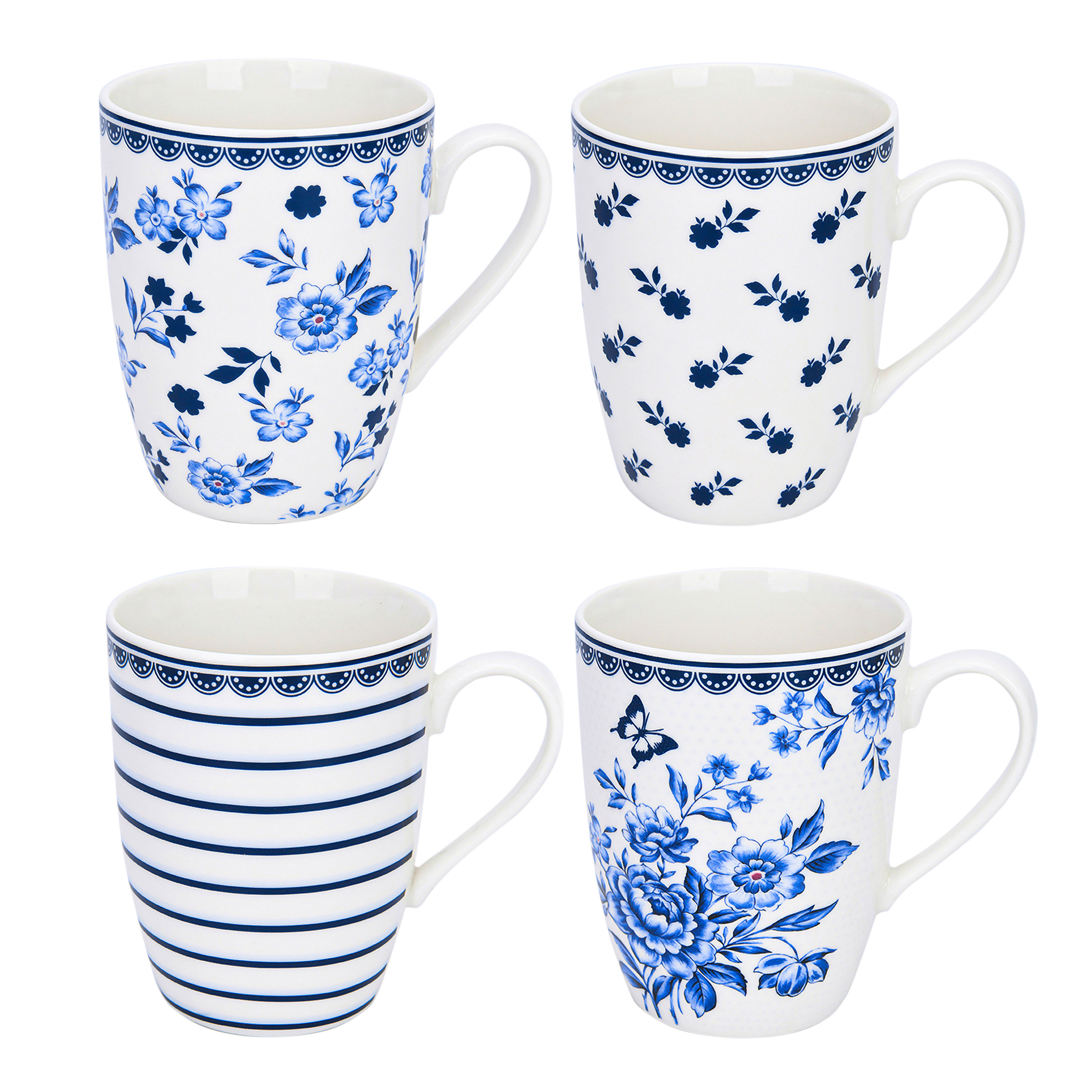 STP Goods Vintage Indigo Bone China Mugs Set Of 4 | Wayfair