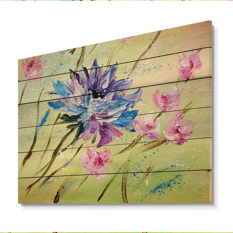 Winston Porter Modern Pink And Blue Spring Flowers - Traditional Wood ...