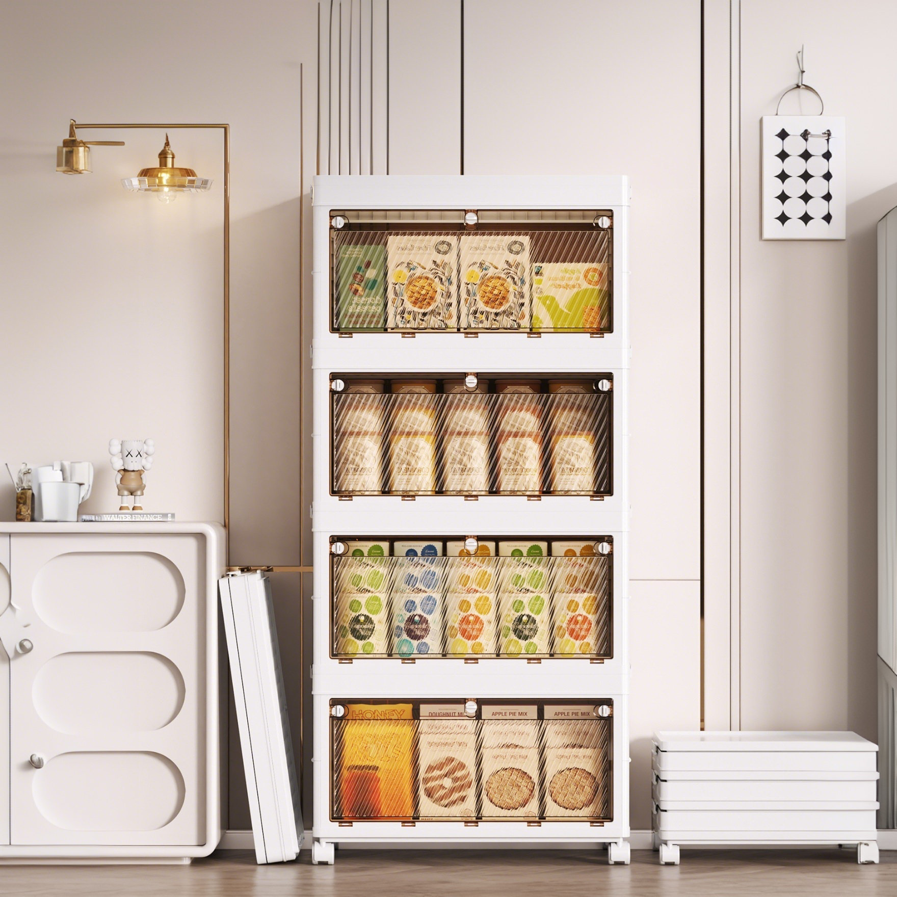 Rebrilliant 4 Tier Stackable Storage Bins Containers With Wheels For ...