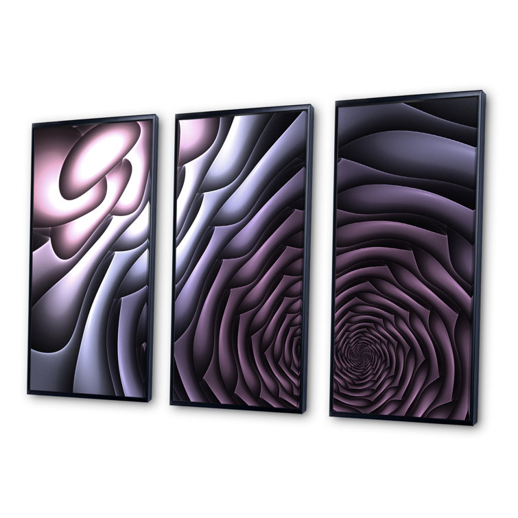 Wrought Studio Fleur mauve en forme d'art fractal - ensemble de 3 ...