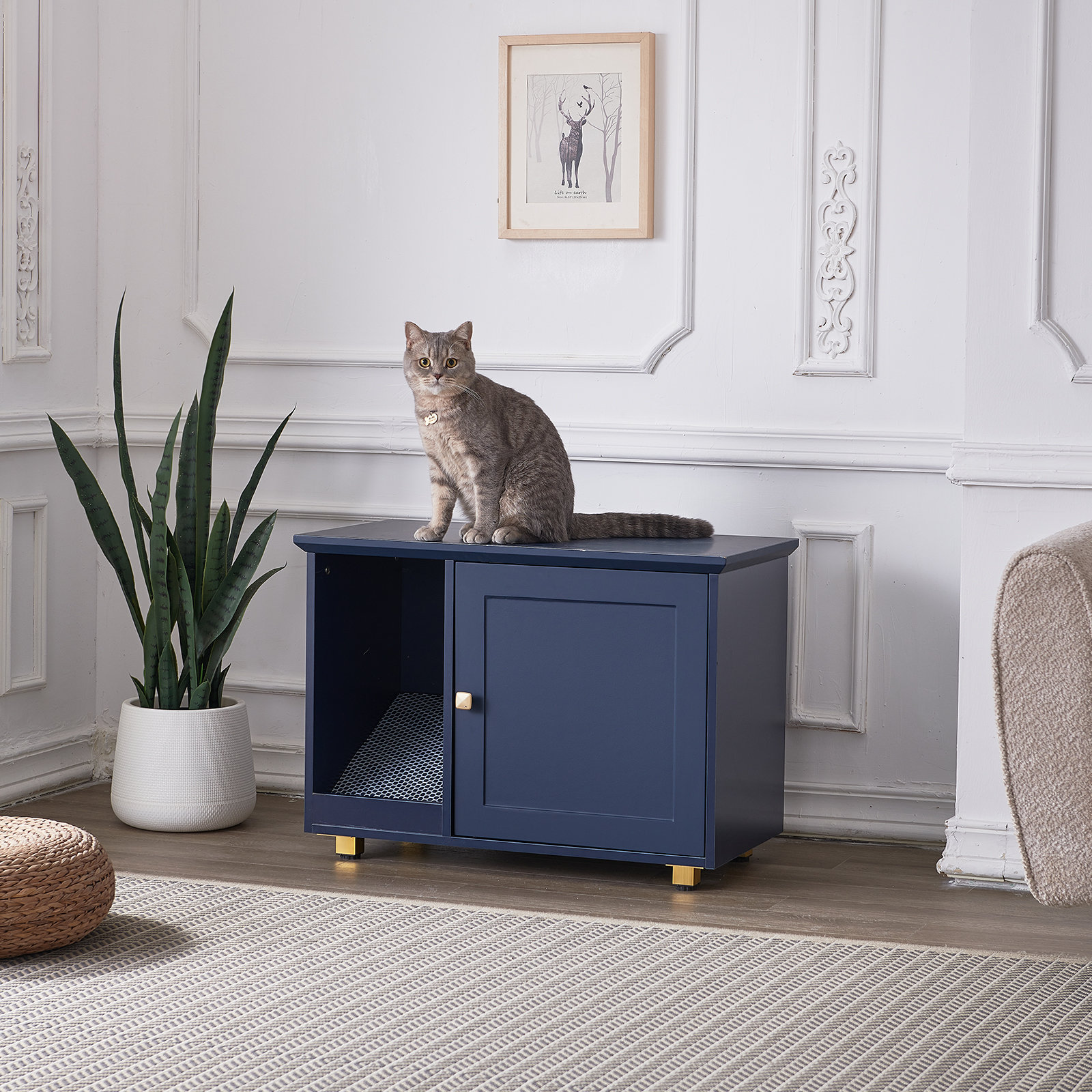 Tucker Murphy Pet™ 18" Blue Modern Cat Litter Box Enclosure Furniture ...